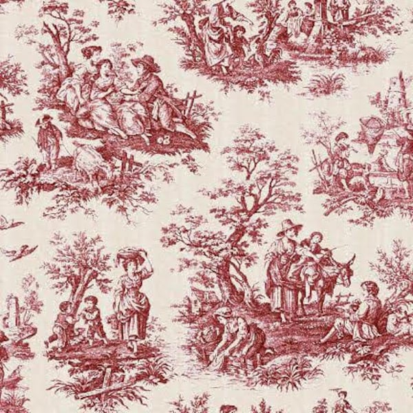 Red and White Toile - Etsy