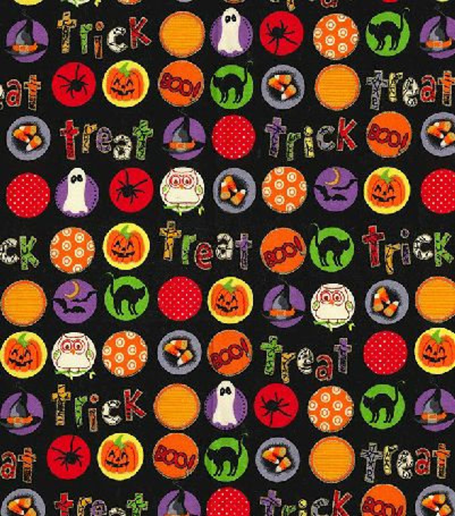 Halloween Trick or Treat Glitter Circle Fabric Cotton - Etsy