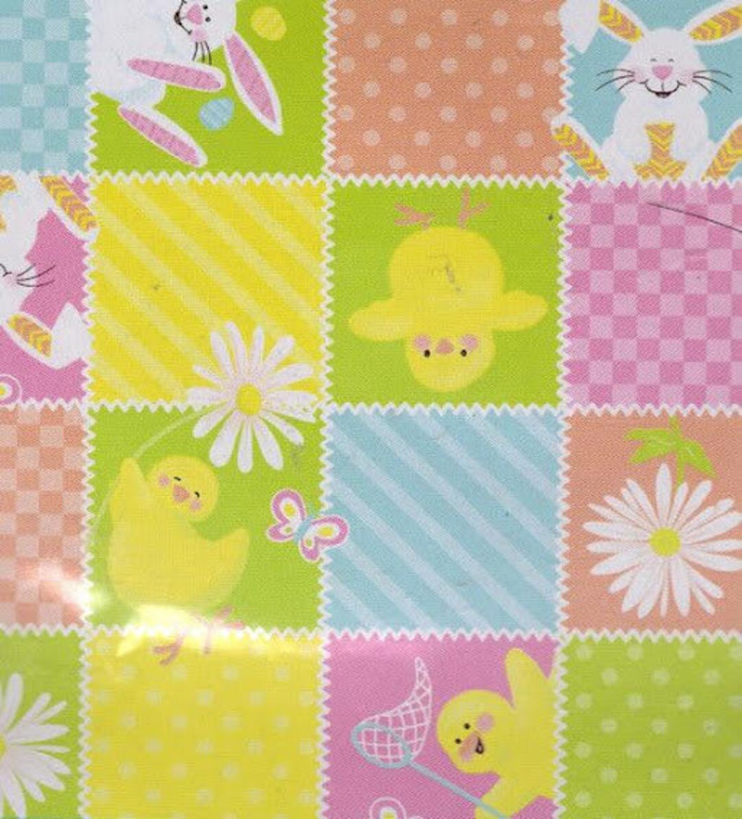 Easter With Bunny Duck Flower Vinyl Tablecloth With Flannel Back - Etsy
