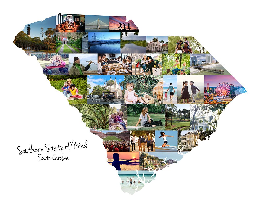 South Carolina Map Photo Collage - Personalized South Carolina State ...