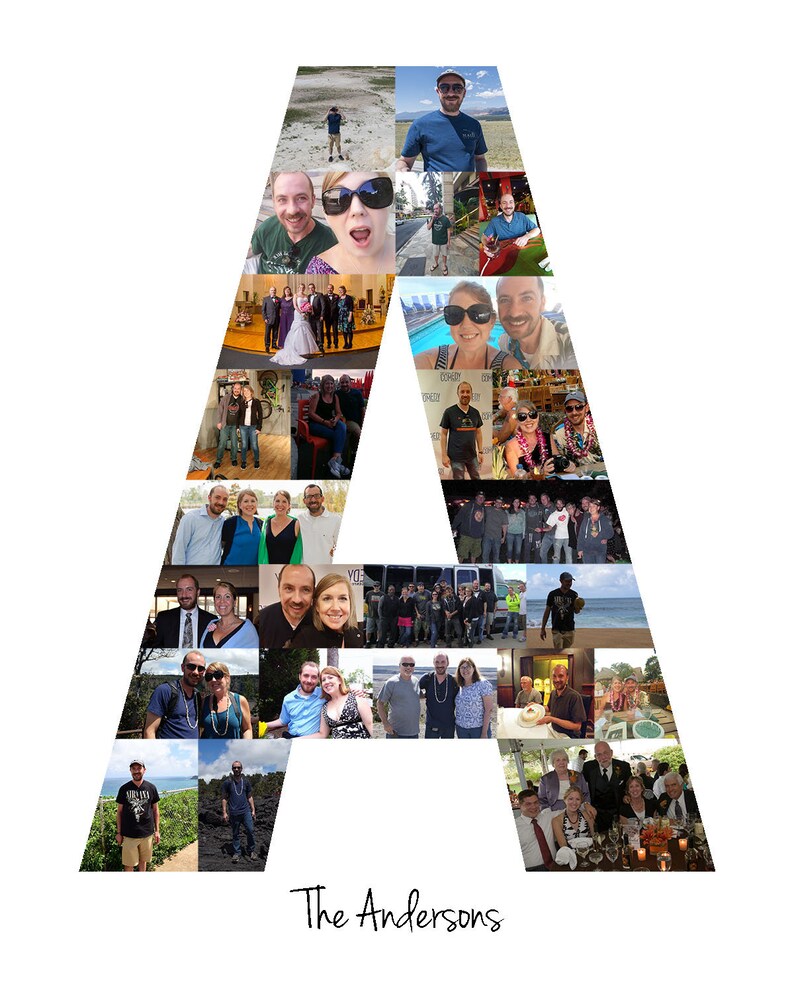 Letter A Photo Collage Personalized Monogram Picture Collage | Etsy