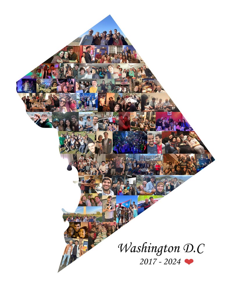 Washington DC Map Photo Collage - Personalized District of Columbia ...