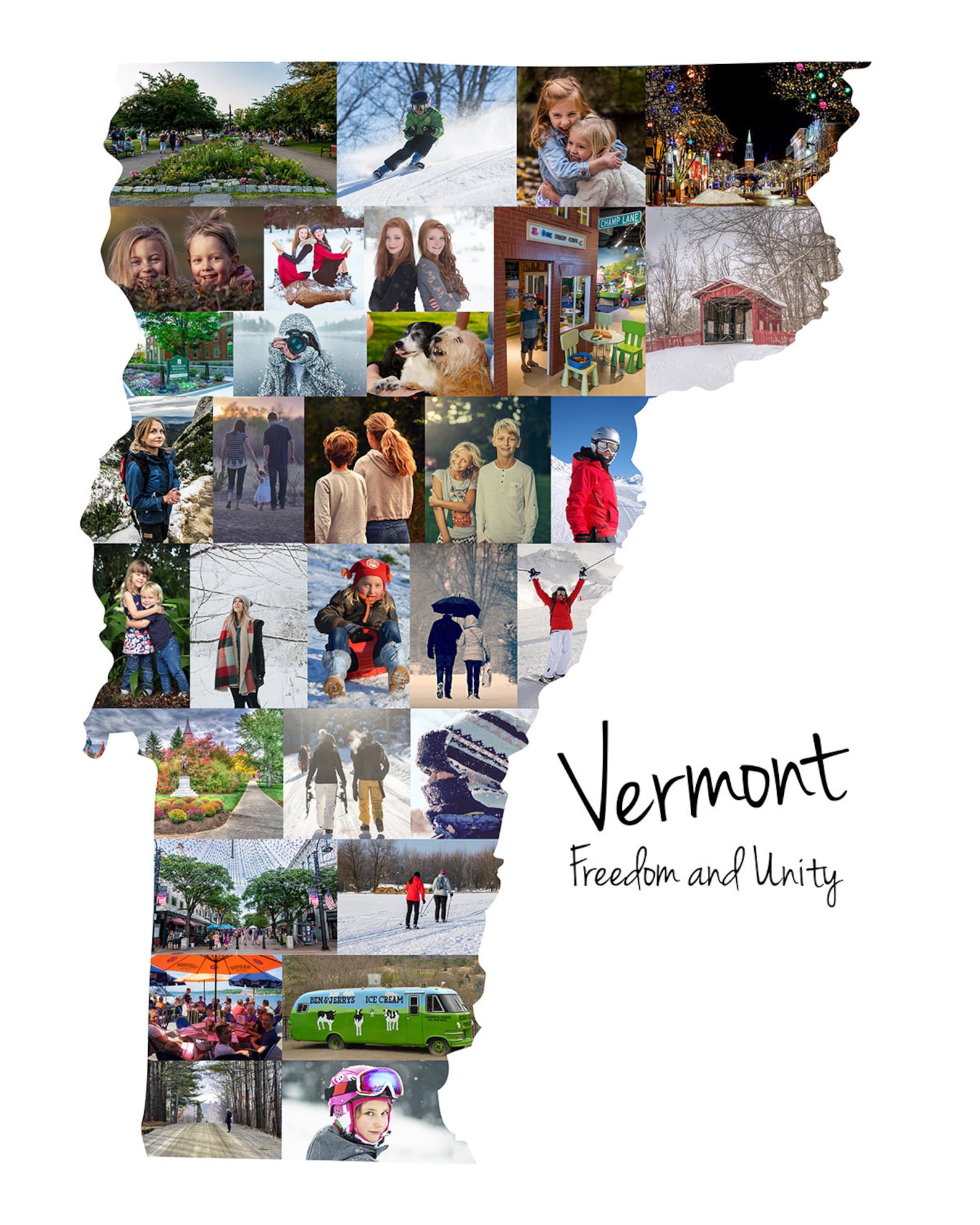 Personalized Vermont State Map Photo Collage Gift Custom Made | Etsy
