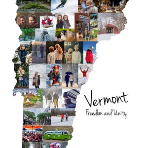Personalized Vermont State Map Photo Collage Gift, Custom Made Picture ...