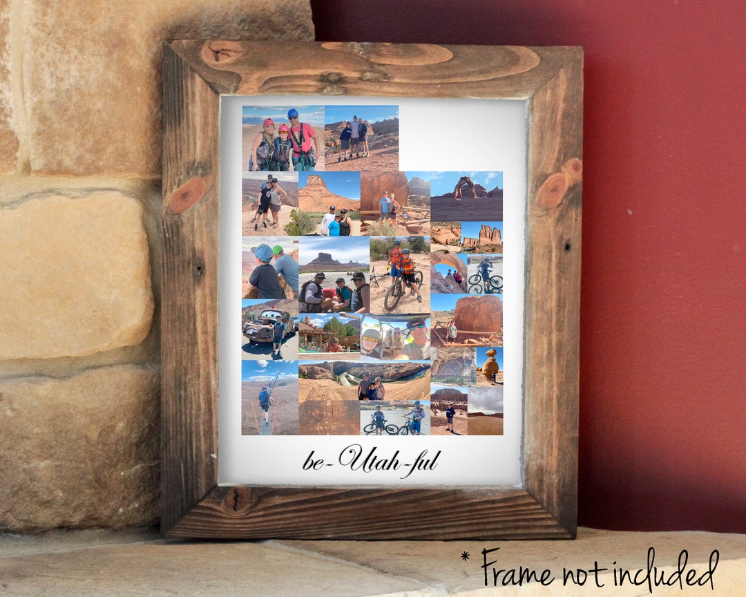 Utah State Map Wall Art Print, Personalized Utah Photo Collage, Custom ...