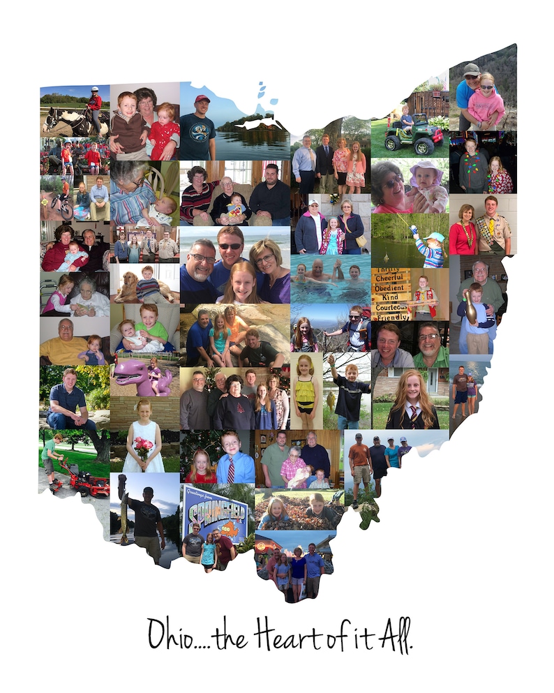 Personalized Ohio State Map Photo Collage Custom Ohio State | Etsy