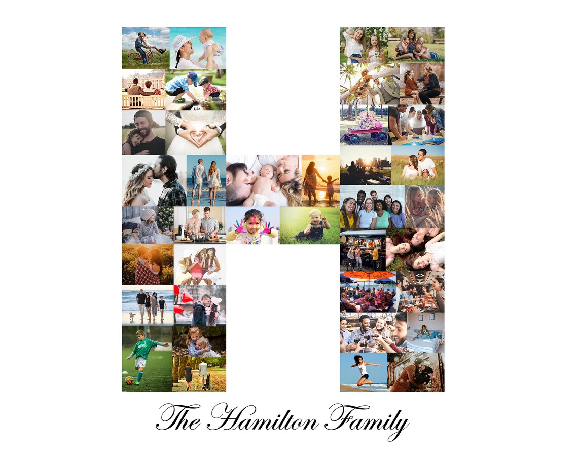 Letter H Photo Collage Personalized Monogram Picture Collage - Etsy