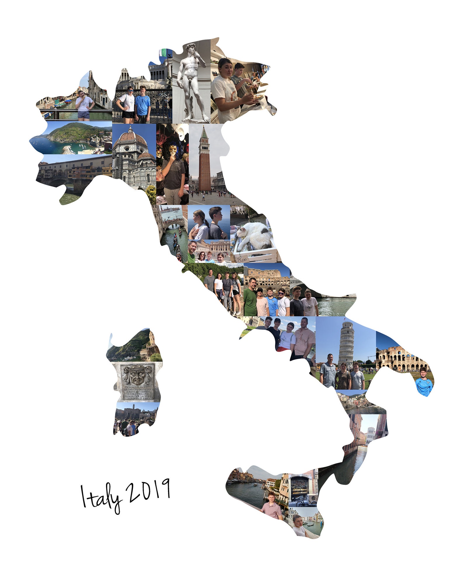 Italy Map Photo Collage, Italy Family Vacation Souvenir, Personalized ...