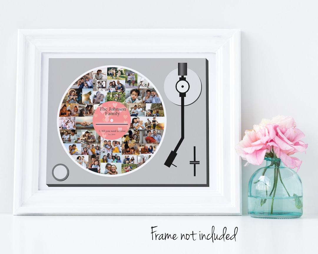 Vinyl Record, Turntable Photo Collage Gift for Him Custom Made With ...