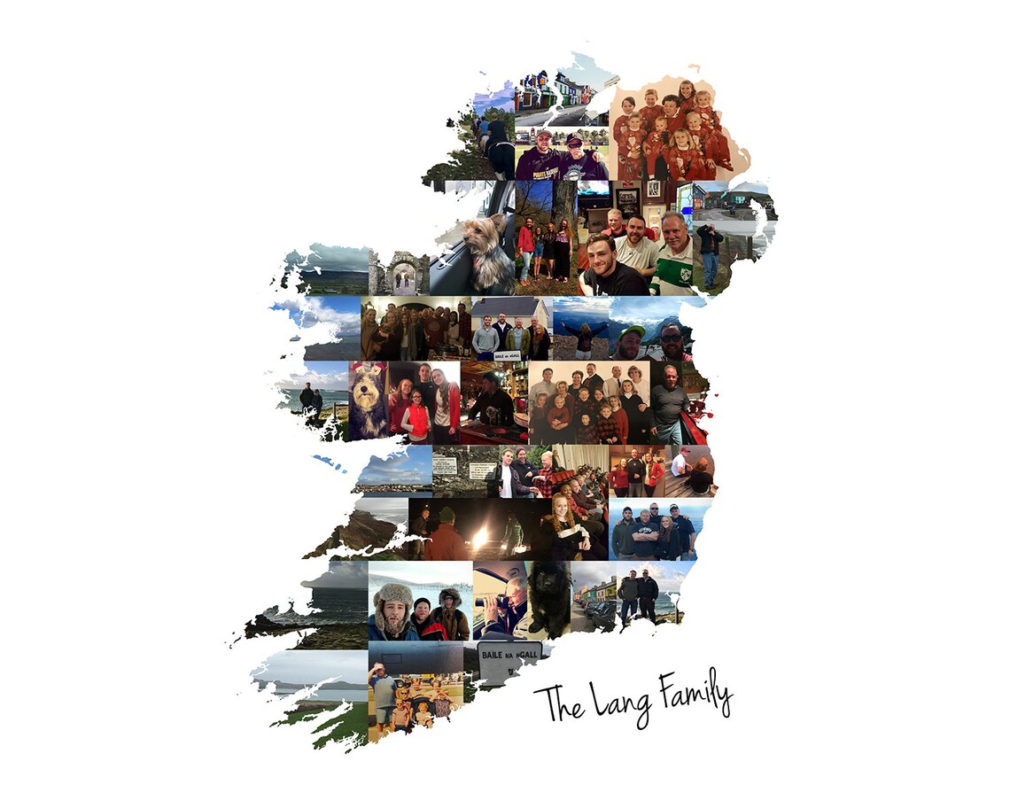 Ireland Map Photo Collage Personalized Ireland Wall Art Print | Etsy