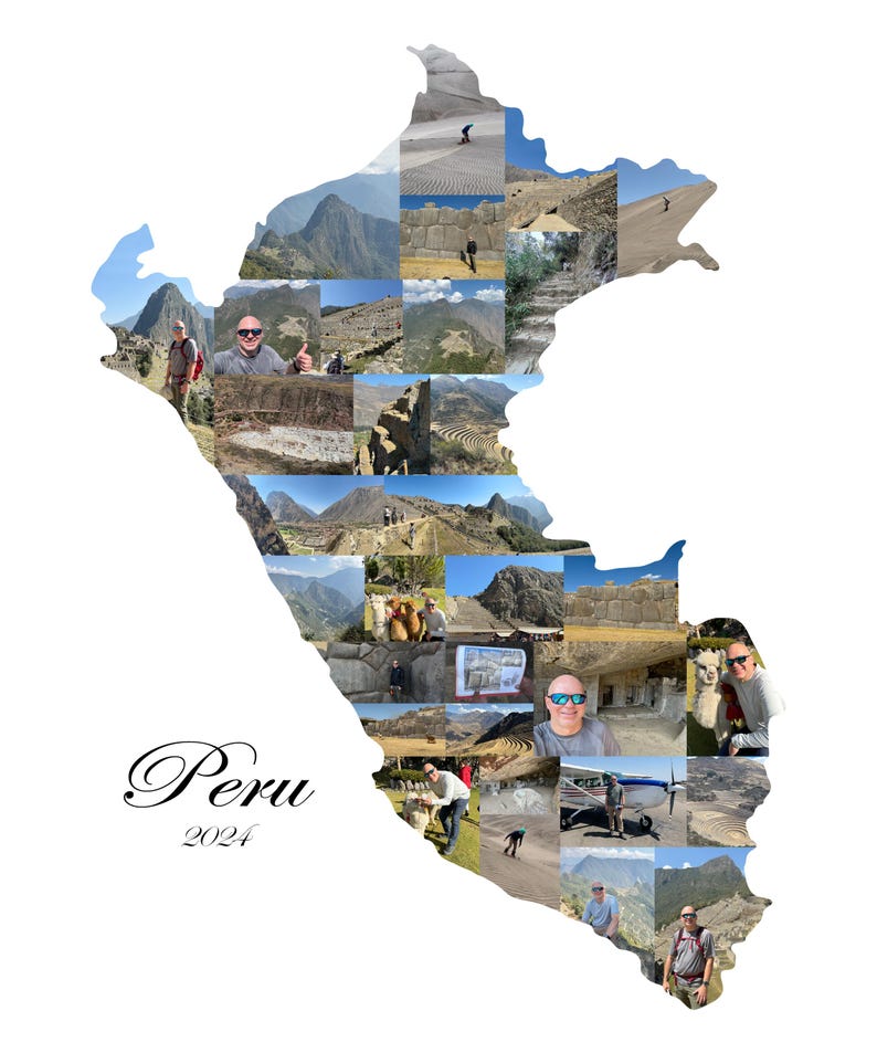 Peru Map Photo Collage - Personalized Brazil Travel Vacation Souvenir ...