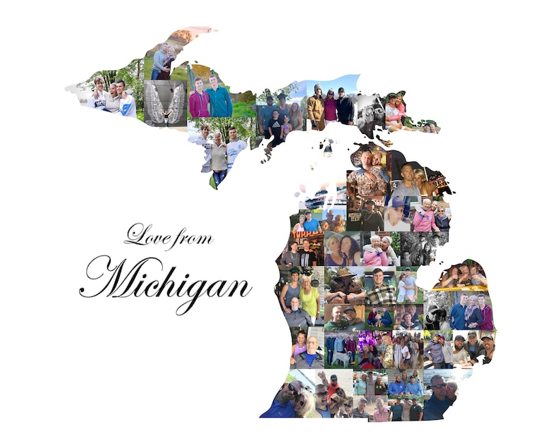 Custom Michigan Map Photo Collage Michigan State Wall Art - Etsy