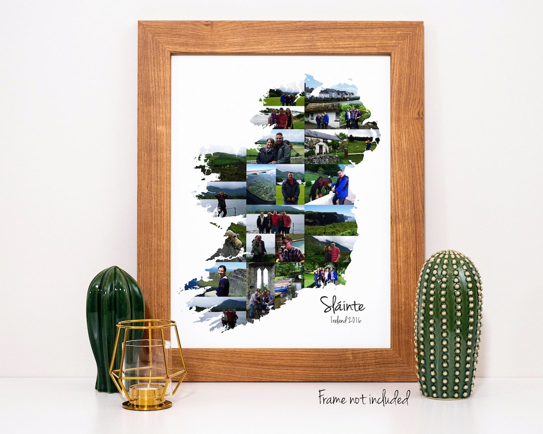Ireland Map Photo Collage, Personalized Ireland Wall Art Print Custom ...