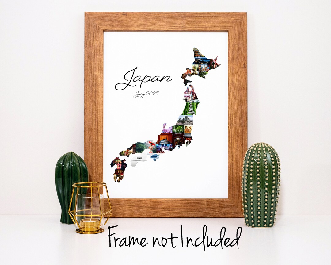 Japan Map Photo Collage - Personalized Travel Vacation Souvenir Gift ...