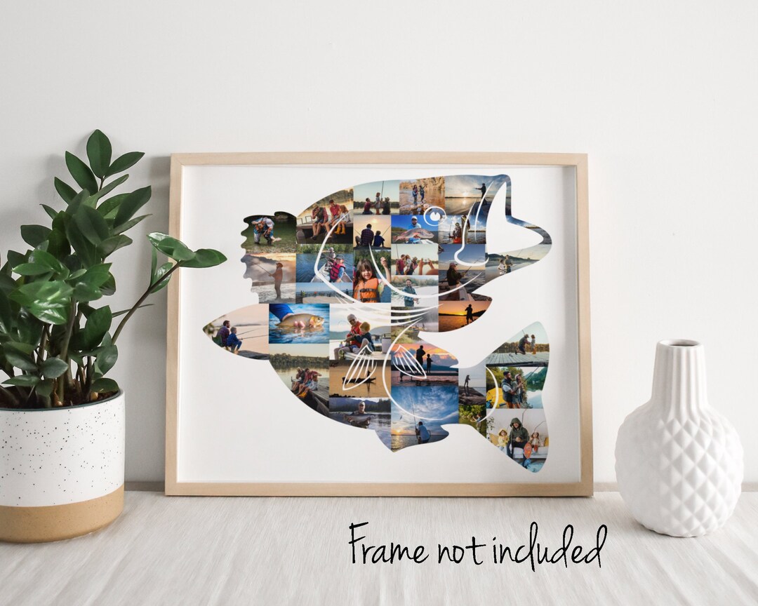 Bass Fishing Wall Art - Personalized Fish Photo Collage - Father's Day ...