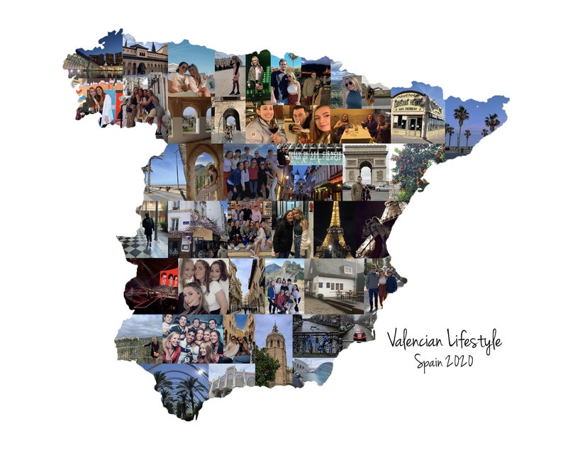 Personalized Travel Gift Spain Photo Collage Custom Made - Etsy
