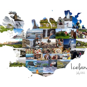 Personalized Iceland Map Photo Collage - Vacation Souvenir Gift - Wall ...