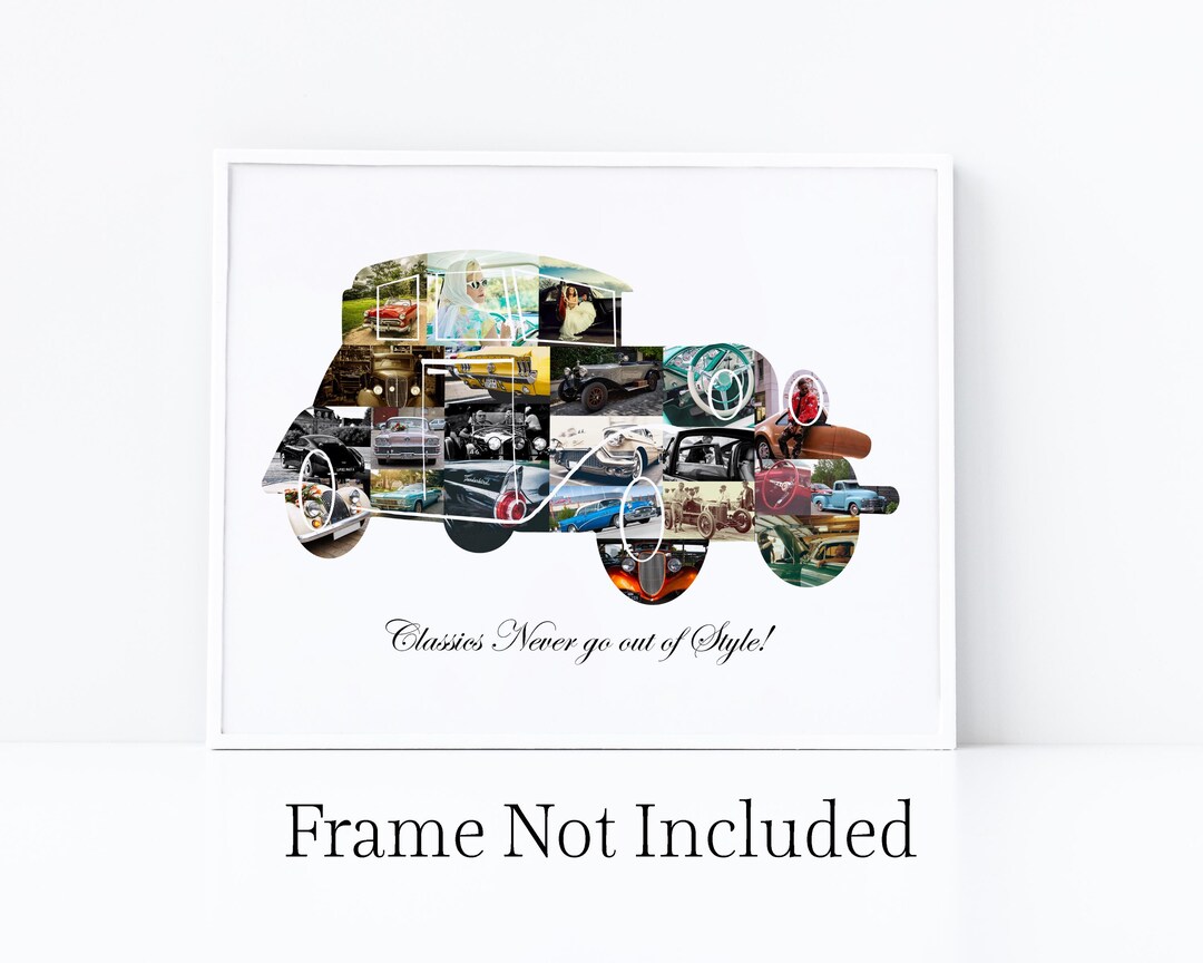 Classic Vintage Car Photo Collage - Automobile Gift for Him - Custom ...