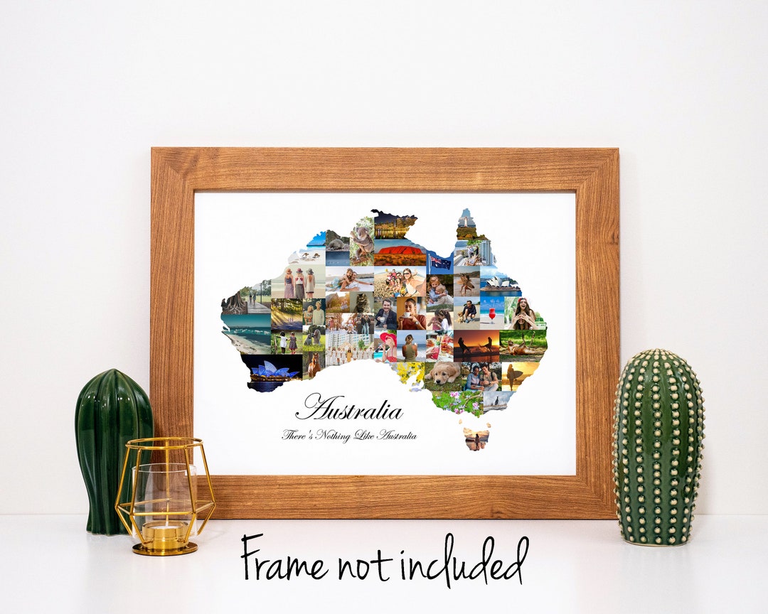 Australia Map Photo Collage - Personalized Australian Travel Vacation ...