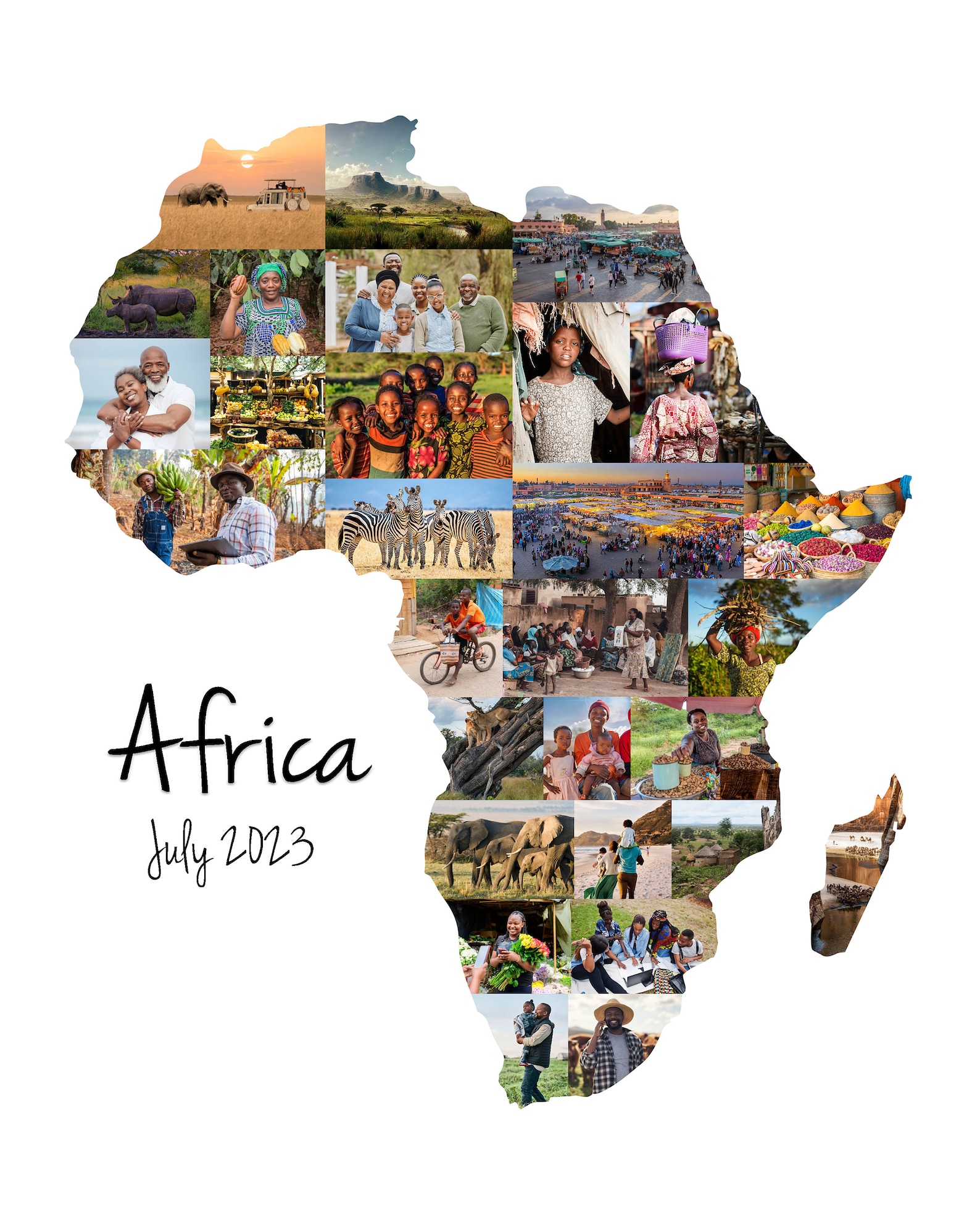 Africa Map Photo Collage - Personalized Travel Vacation Souvenir Gift ...