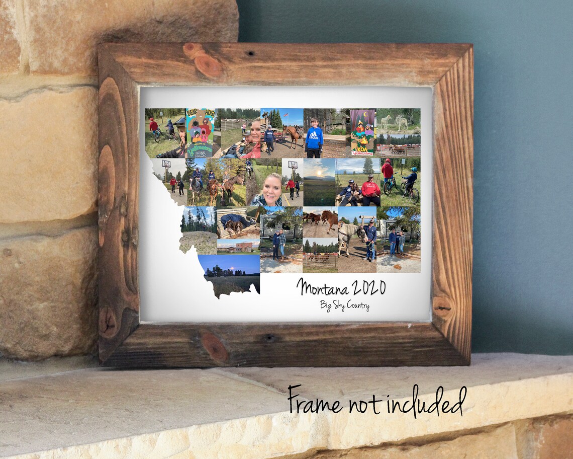 Personalized Montana State Map Photo Collage - Vacation Souvenir ...