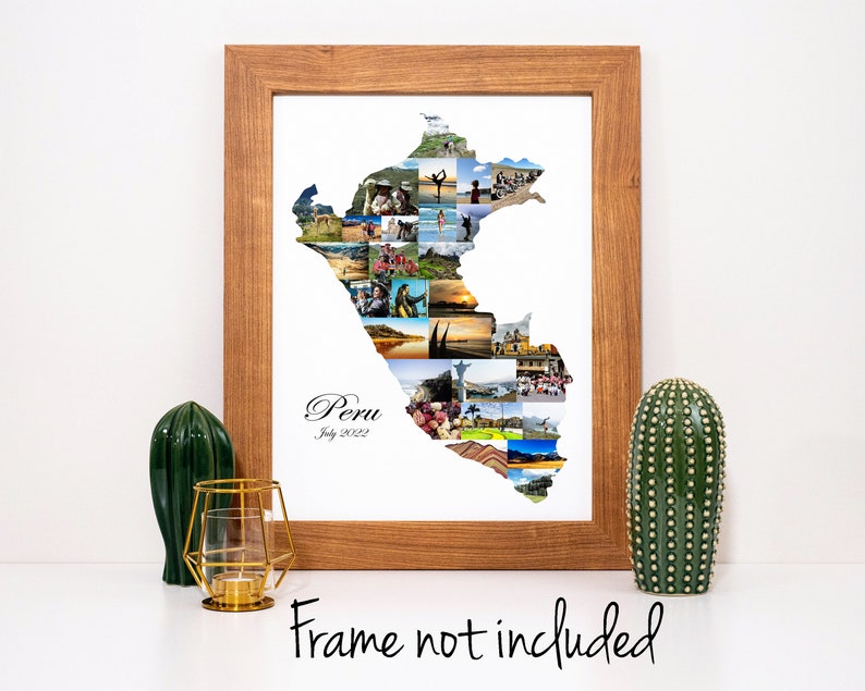 Collage de fotos del mapa de Perú: regalo de recuerdo de vacaciones de ...