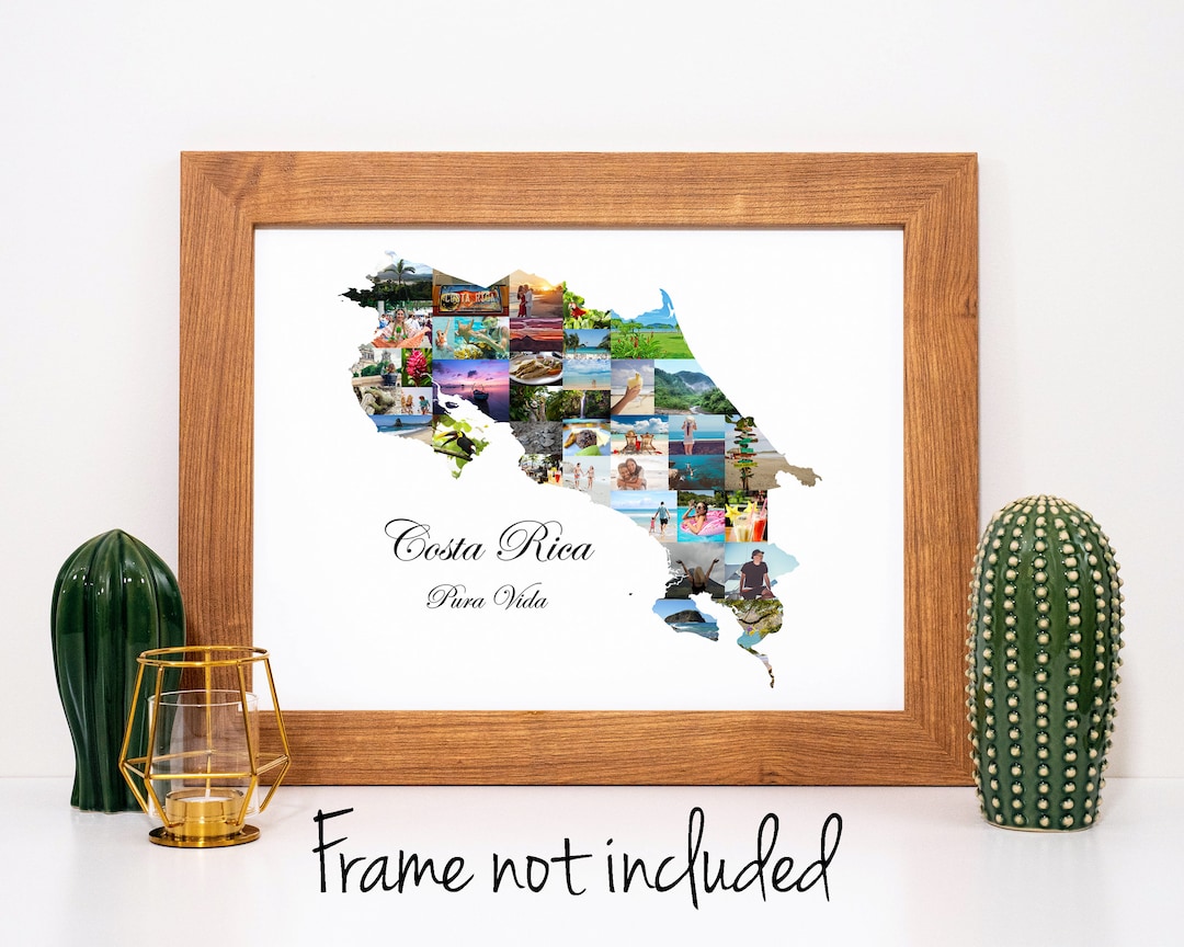 Costa Rica Map Photo Collage - Personalized Travel Vacation Souvenir ...