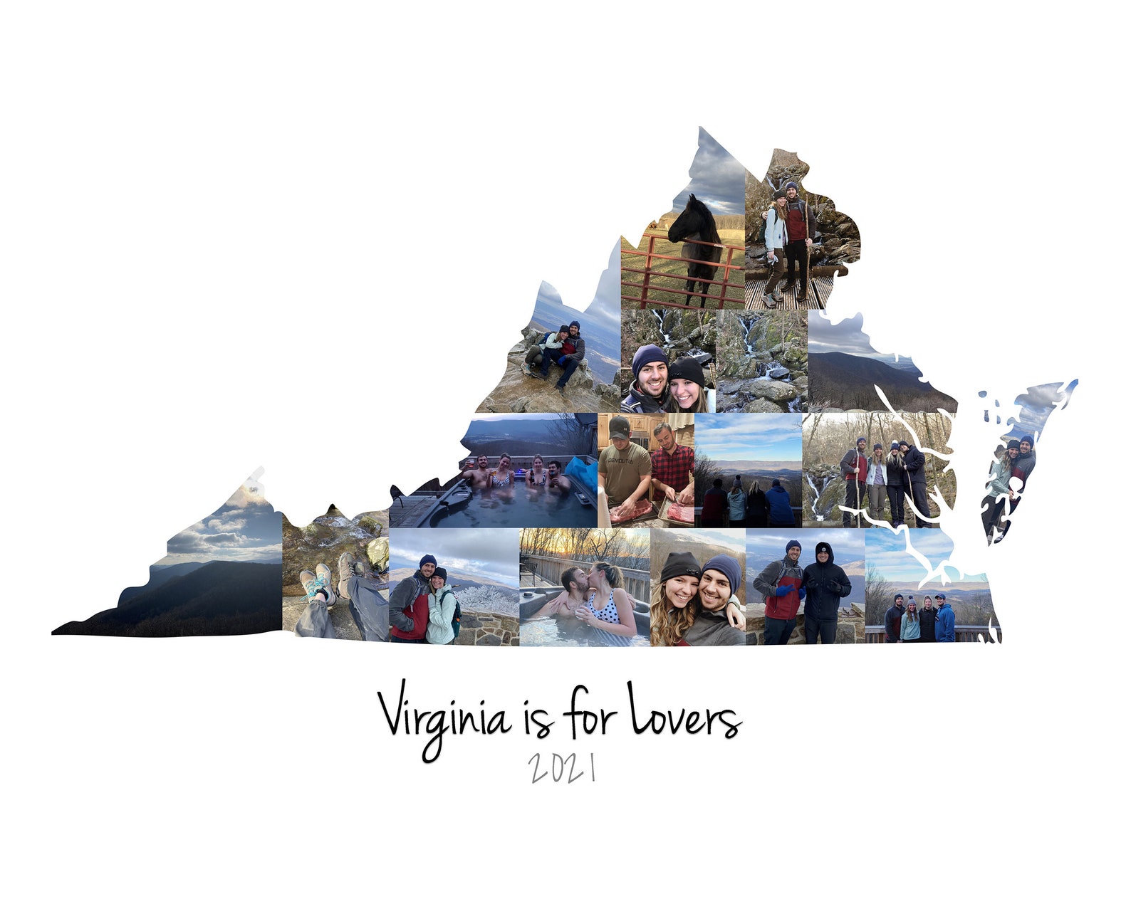 Personalized Virginia State Map Photo Collage Gift, Custom Made Picture ...