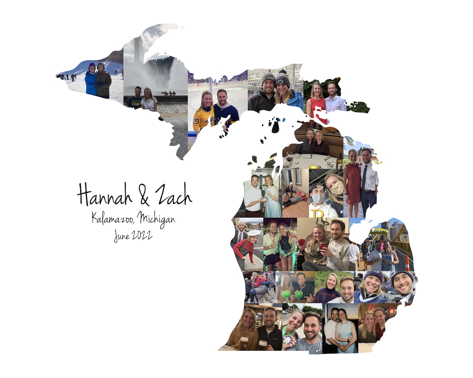 Custom Michigan Map Photo Collage, Michigan State Wall Art Gift ...