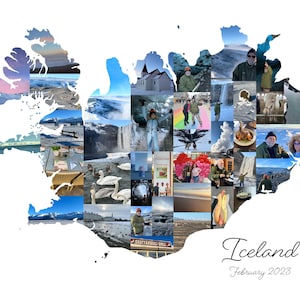 Personalized Iceland Map Photo Collage - Vacation Souvenir Gift - Wall ...