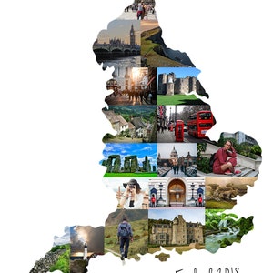 England Map Art Print, England Map Travel Gift - Personalized Photo ...