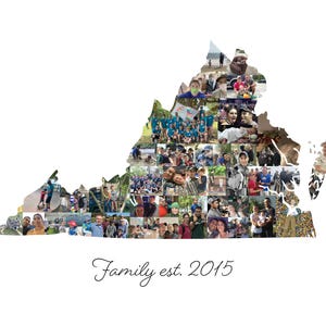 Personalized Virginia State Map Photo Collage Gift, Custom Made Picture ...