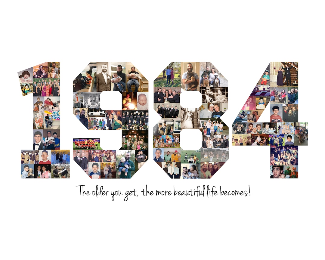 1984 Year Photo Collage 40th Birthday Party Gift Custom Made With Your ...