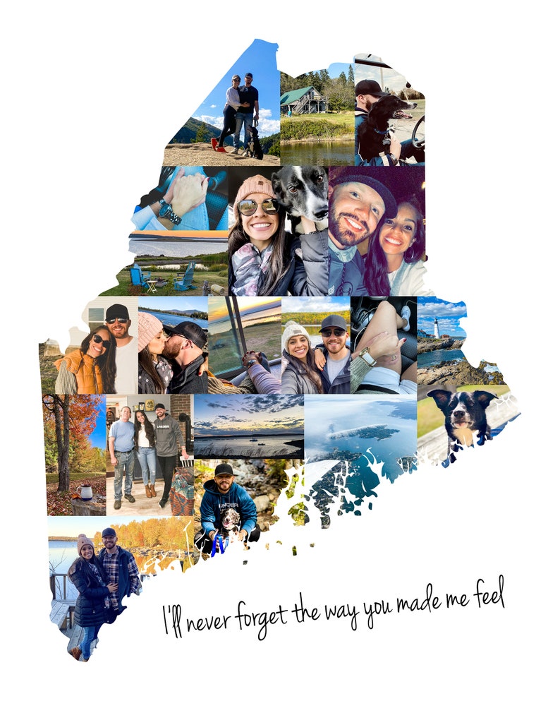 Personalized Maine Map Photo Collage US State Map Photo | Etsy