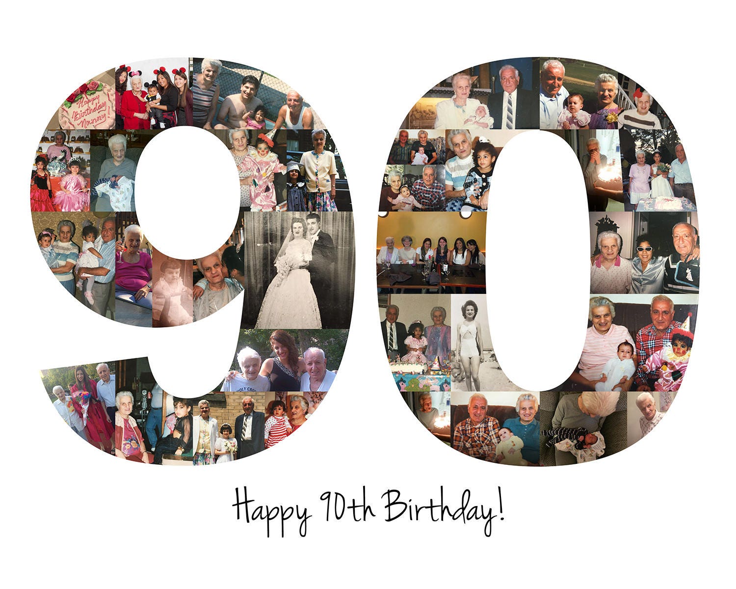 90th Birthday Gift Number Photo Collage 90th Party | Etsy