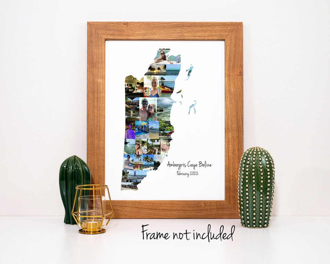 Personalized Belize Country Map Photo Collage - Vacation Souvenir Gift ...
