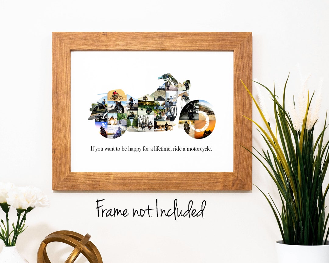 Personalized Motorcycle Photo Collage - Gift for Him - Custom Made With ...