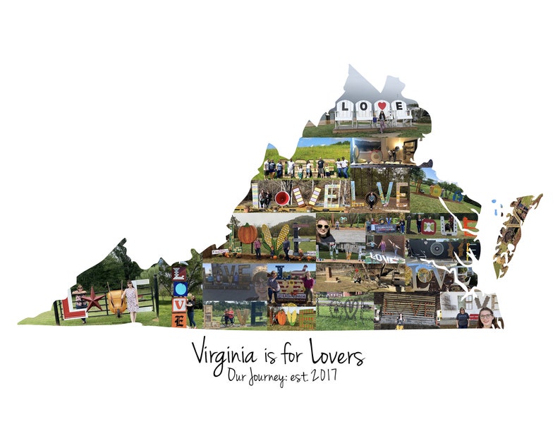 Personalized Virginia State Map Photo Collage Gift, Custom Made Picture ...