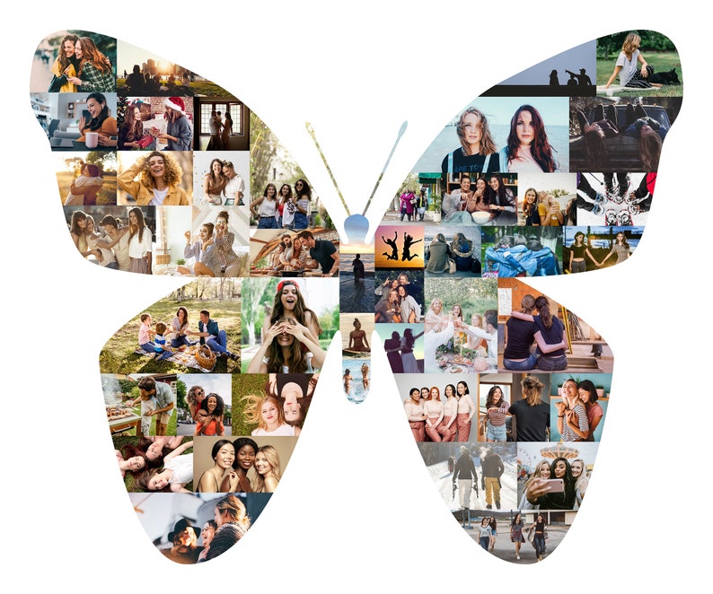 Custom Butterfly Photo Collage - Friend Birthday - Personalized ...