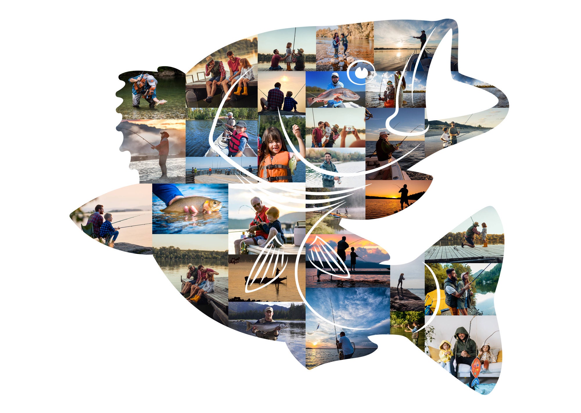 Bass Fish Photo Collage Personalized Gift for Fisherman - Etsy