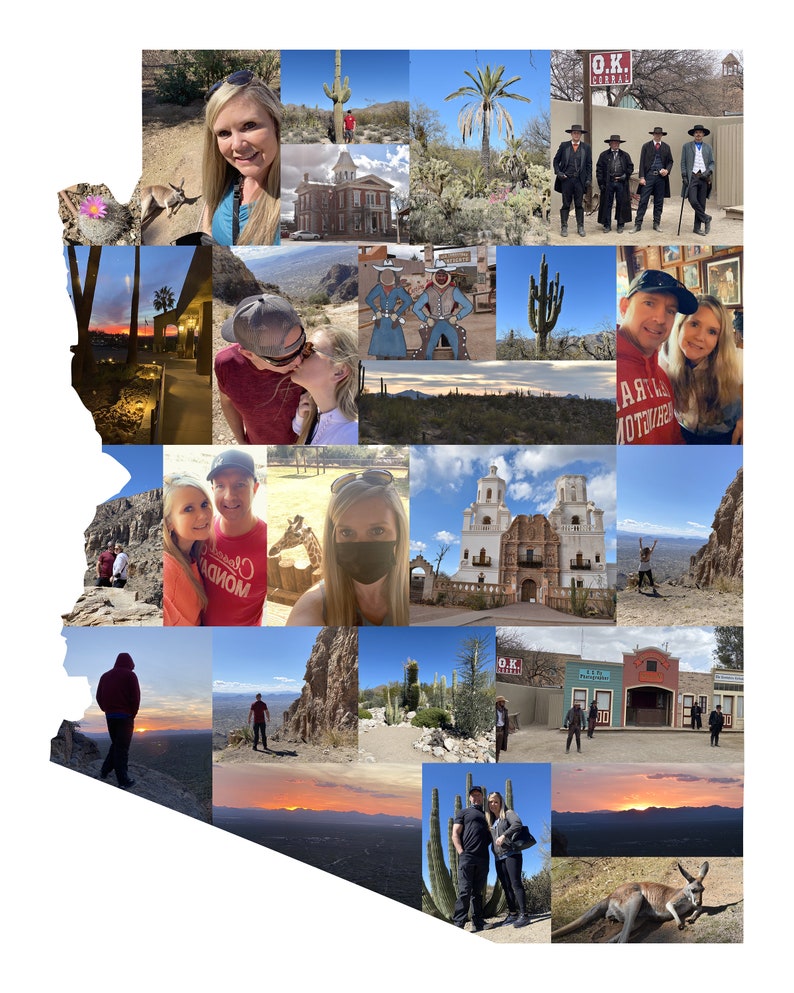 Personalized Arizona State Map Photo Collage Vacation Travel - Etsy