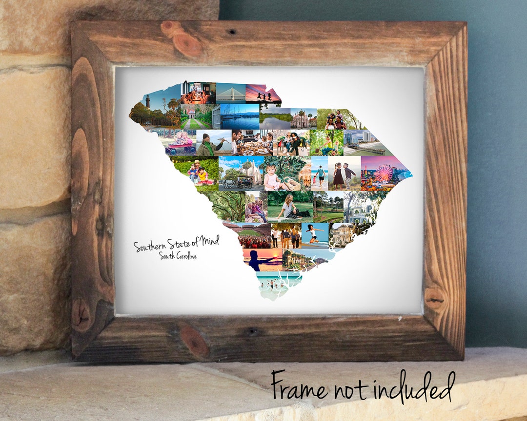 South Carolina Map Photo Collage - Personalized South Carolina State ...