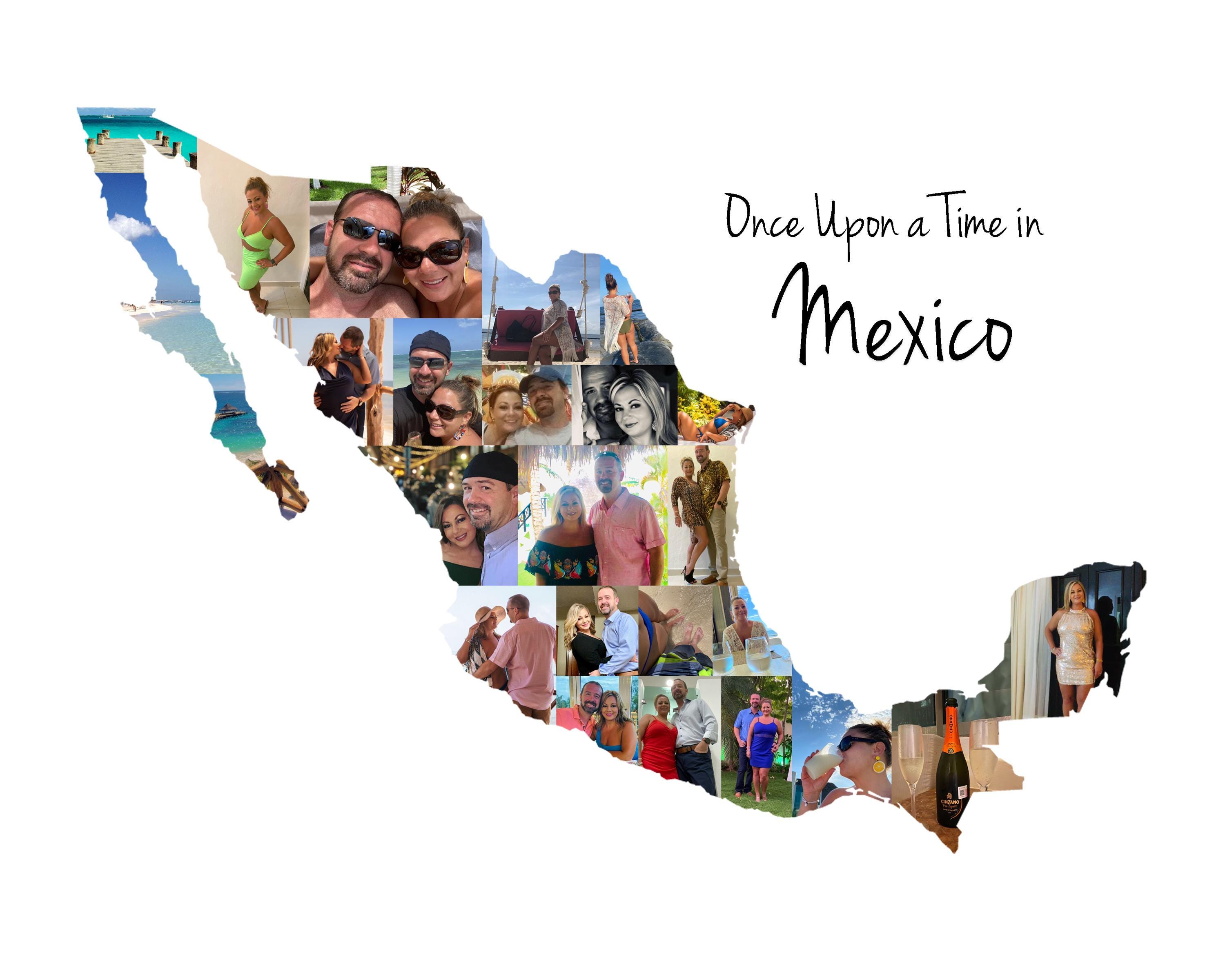 Personalized Mexico Map Photo Collage, Mexican Vacation Travel Gift ...
