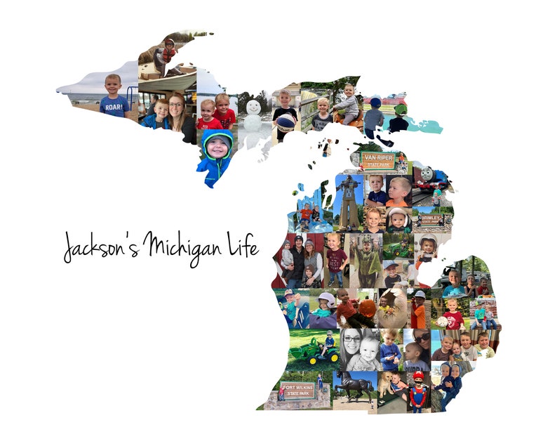Custom Michigan Map Photo Collage Michigan State Wall Art - Etsy