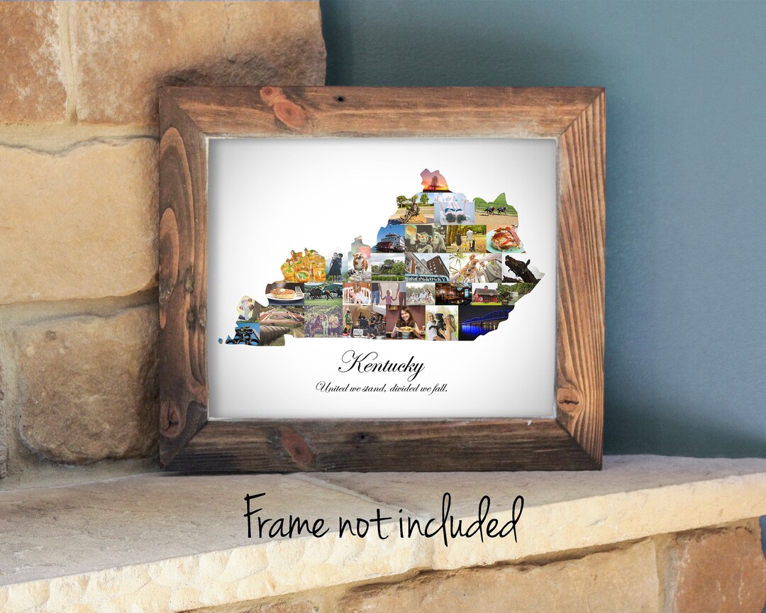 Kentucky Map Photo Collage, US State Vacation Souvenir Wall Art Decor ...