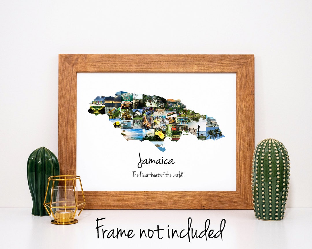 Jamaica Map Photo Collage – Personalized Vacation Souvenir, Custom ...