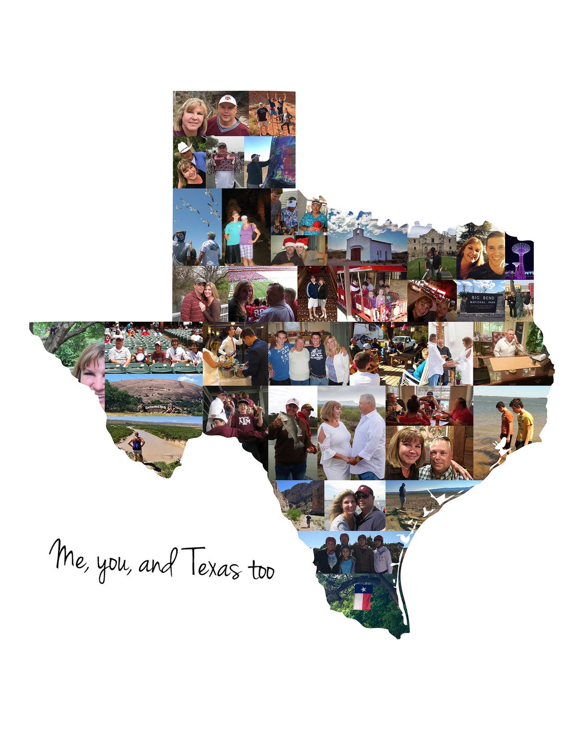 Personalized Texas State Map Photo Collage Gift | Etsy