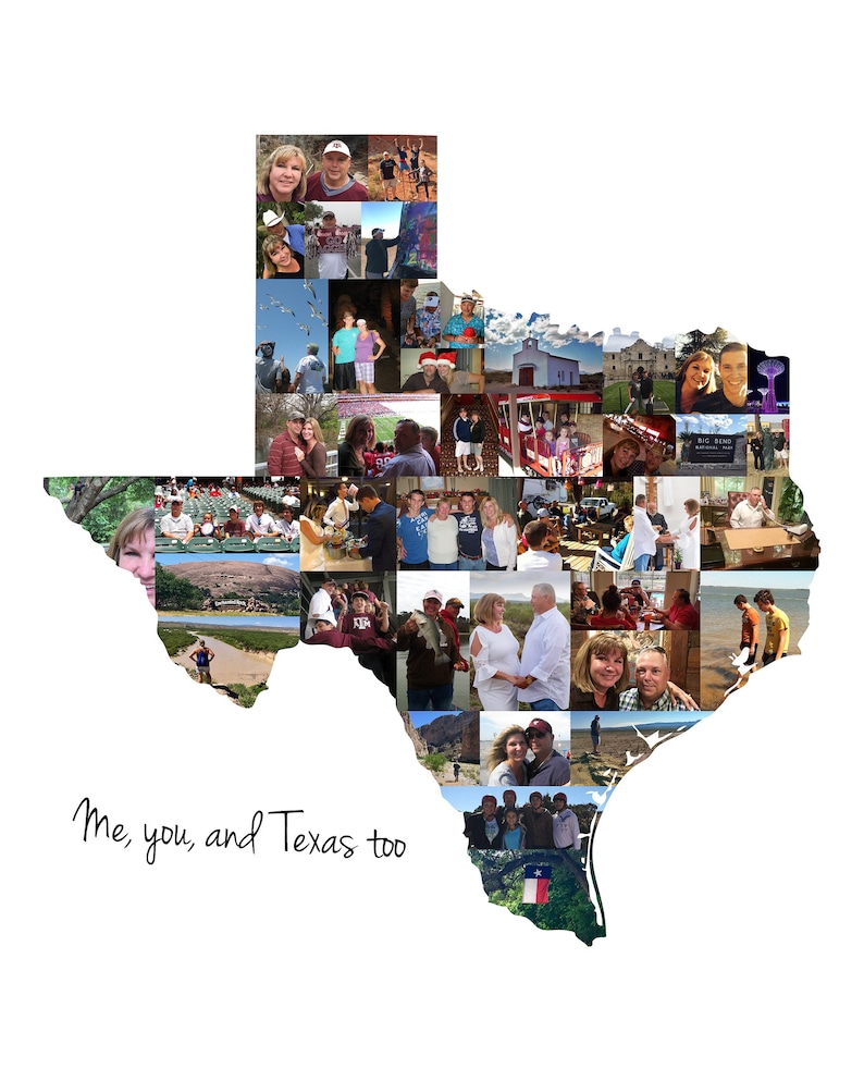 Personalized Texas State Map Photo Collage Keepsake Gift - Moving or ...