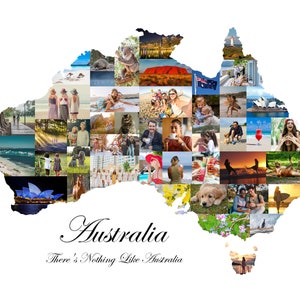 Australia Map Photo Collage - Personalized Australian Travel Vacation ...