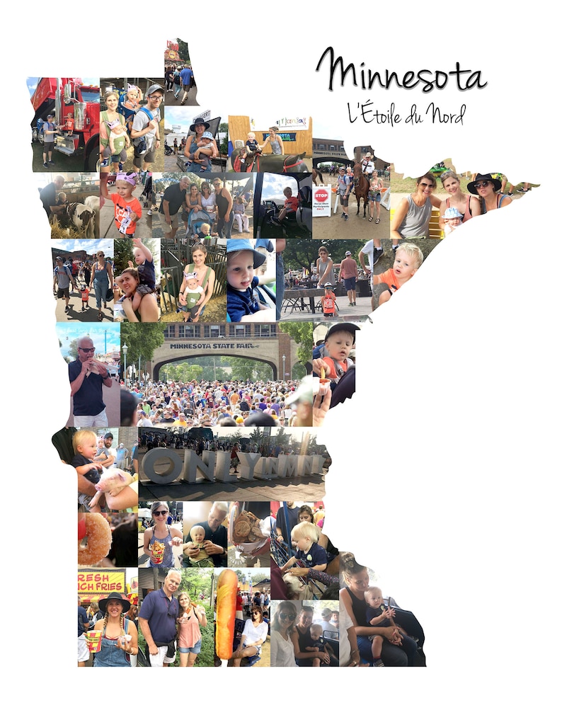 Personalized Minnesota State Map Photo Collage Travel - Etsy